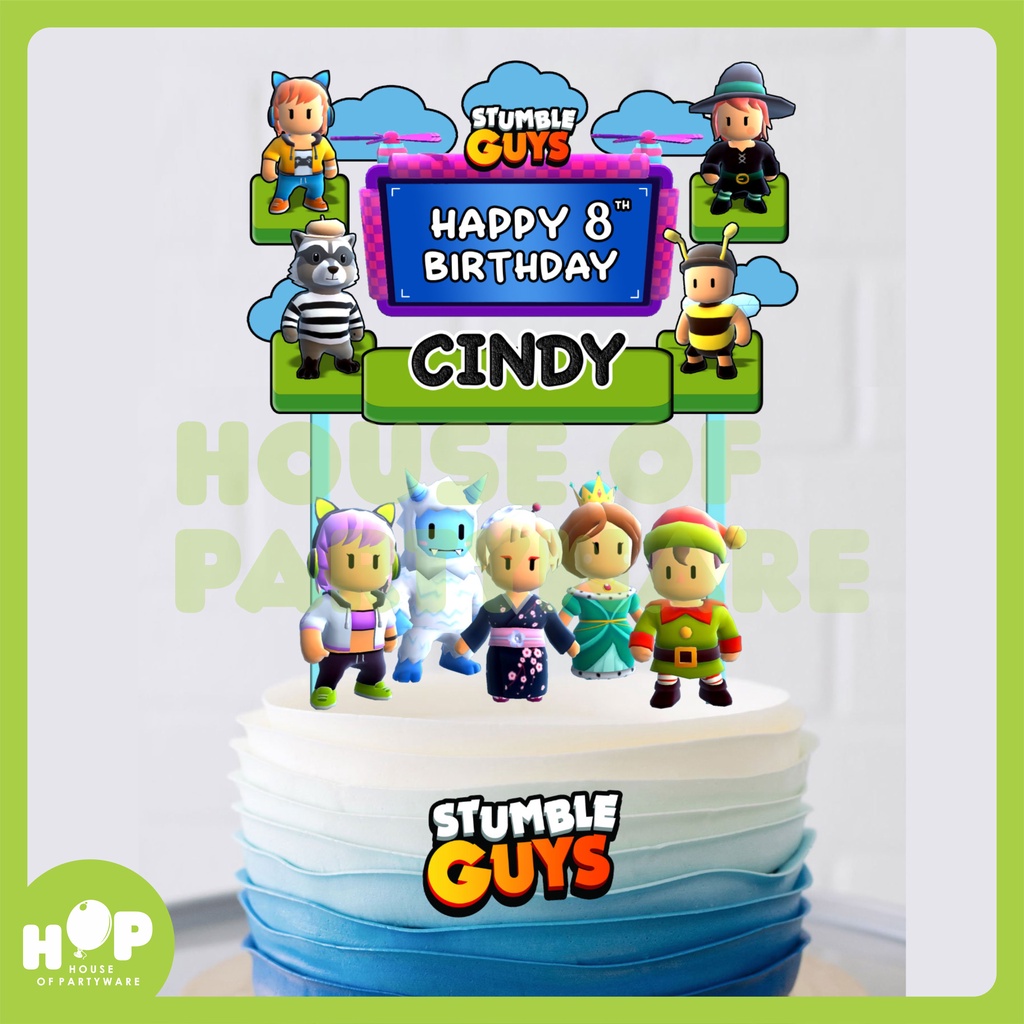 Jual Cake Topper STUMBLE GUYS v2 + CUSTOM Nama Ultah Hiasan Kue Ulang ...