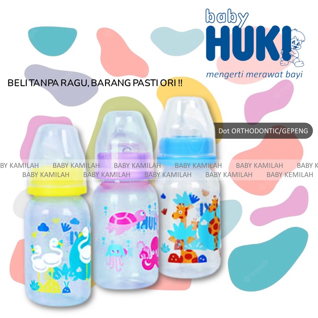 Jual HUKI Botol Susu HUKI 120ml - Botol SUSU HUKI dot gepeng / Botol ...