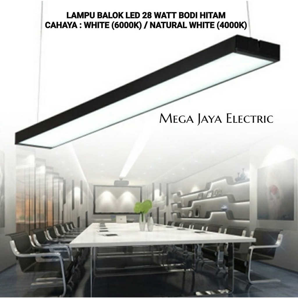 Jual LAMPU BALOK LED 28W BODI HITAM / LAMPU KANTOR OFFICE PLAFON ...