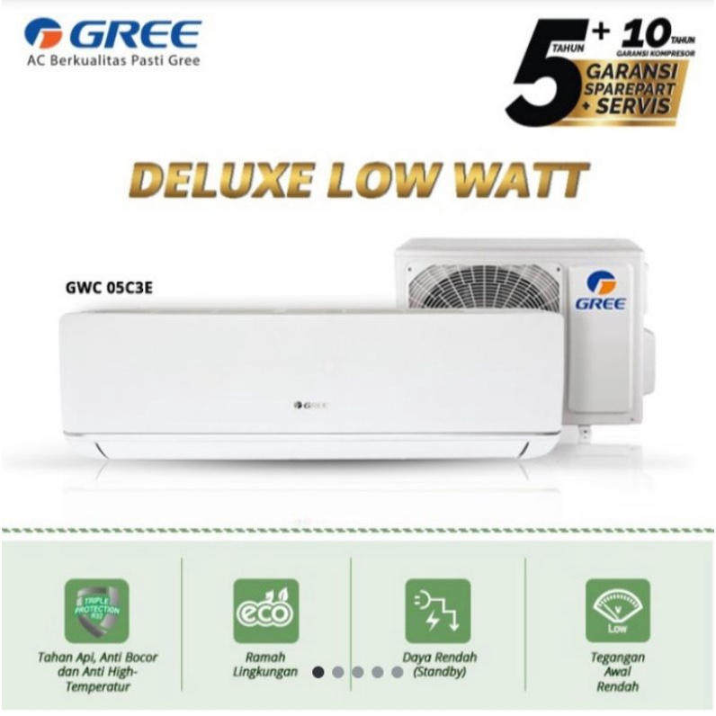 Jual AC GREE PEMASANGAN GWC 05C3e Deluxe LOW WATT 1 2 PK 310 WATT