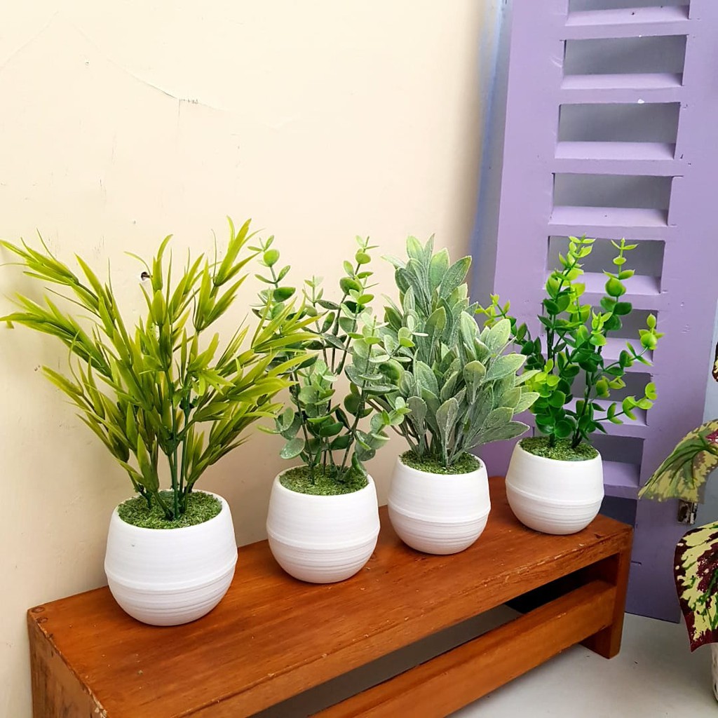 BUNGA ARTIFICIAL SET POT DAUN TANAMAN | Shopee Indonesia