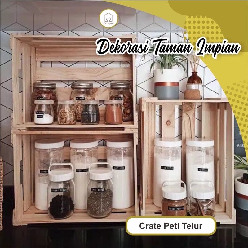 Jual Crate peti telur / Box kayu / Dekorasi vintage / keranjang kayu ...