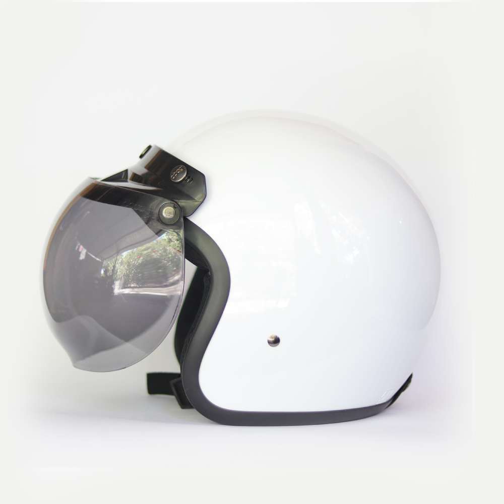 Helm Bogo Putih Glossy Polos + Kaca Cembung Bahan Berkualitas SNI ...