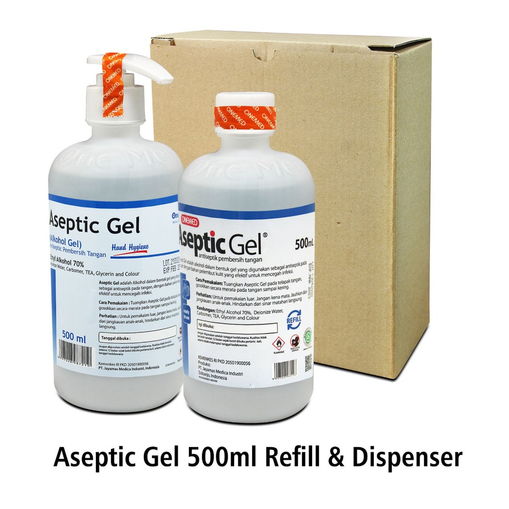 Aseptic Gel Hand Sanitizer 500 ml Onemed (Dispenser & Refill) | Shopee ...