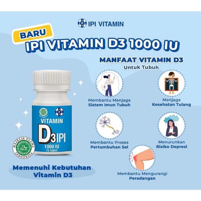 Jual Vitamin IPI D3 1000 IU isi 75 tablet / vitamin ipi / multivitamin ...