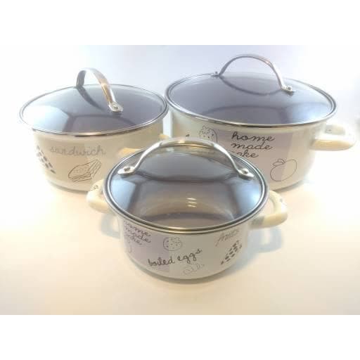 Jual Chefina Panci kuping tutup kaca enamel family cookware | Shopee ...