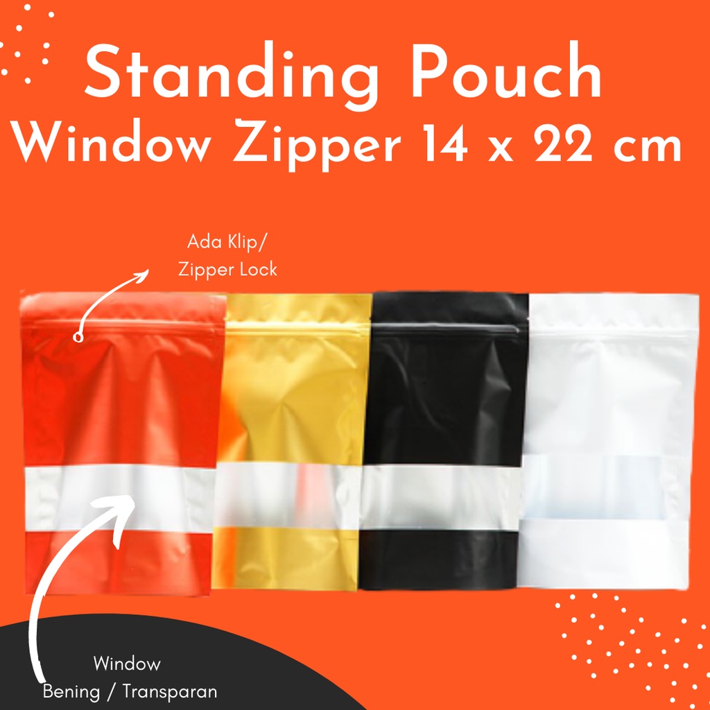 Jual Standing Pouch Window Metalize Zipper 14 x 22 (100 pcs) Indonesia ...