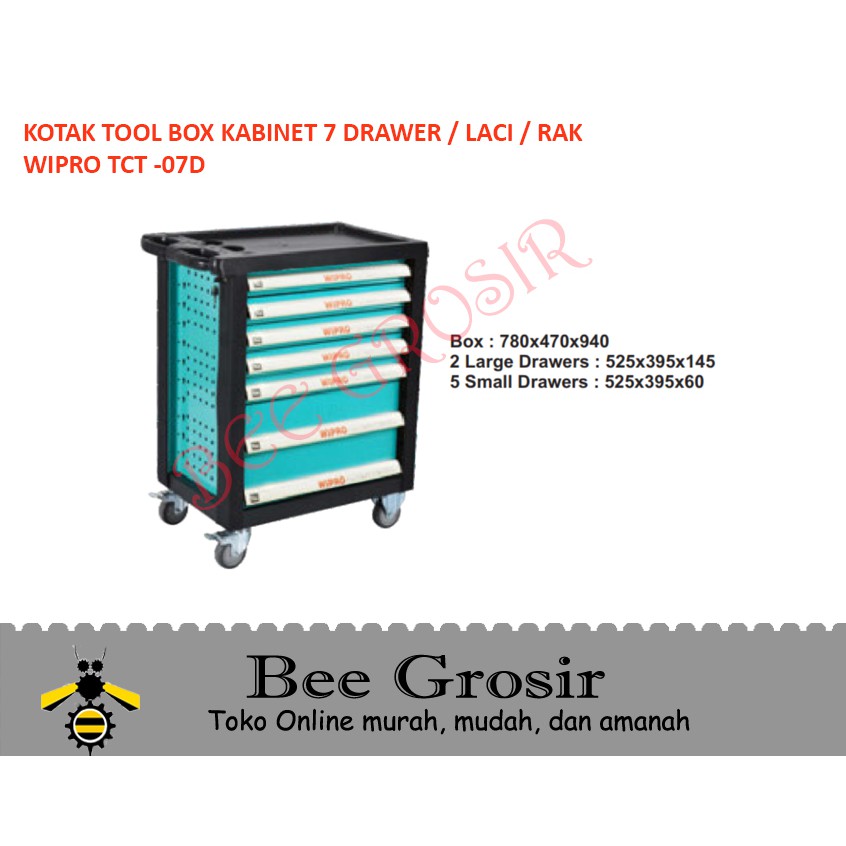 Jual Kotak Lemari Tool Box Cabinet Trolley 7 Drawer WIPRO TCT07D TCT-07D Indonesia|Shopee Indonesia