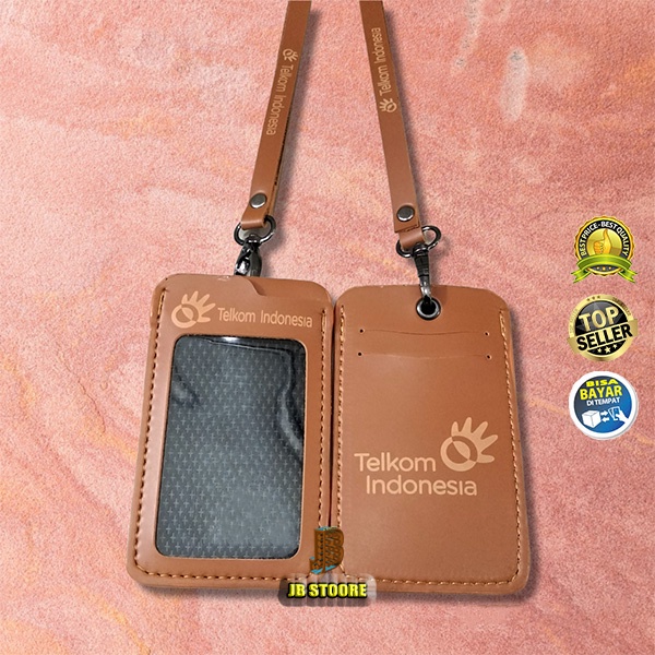 Jual Tempat Id Card TELKOM Gantung Kalung Kulit / Id Card Holder Telkom ...