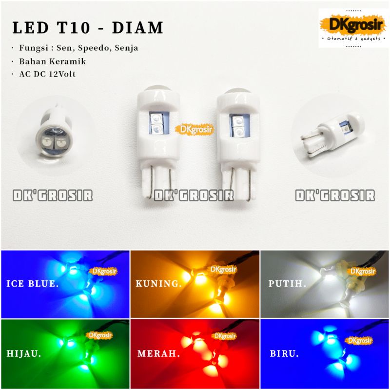 Jual Lampu LED T10 AC DC 12volt 6 titik led senja, sen, speedo mode ...
