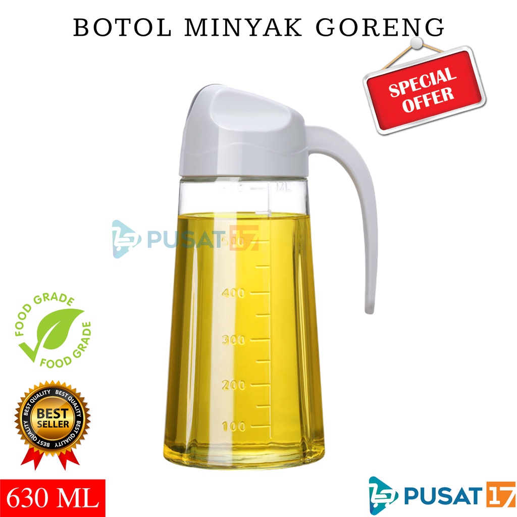 Jual PUSAT17 BOTOL MINYAK 630ML KACA TEMPAT MINYAK 630 ML ANTI TUMPAH