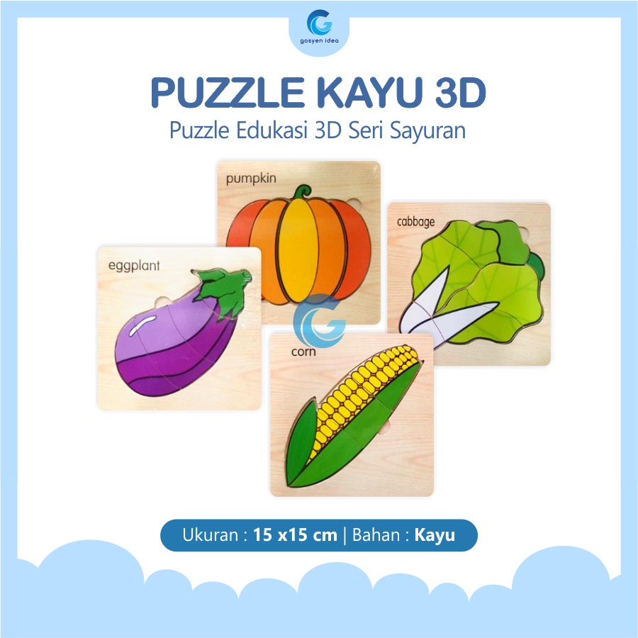 Jual Puzzle Kayu Edukasi Anak Sayuran Puzzle 3D Kayu Balita | Shopee ...