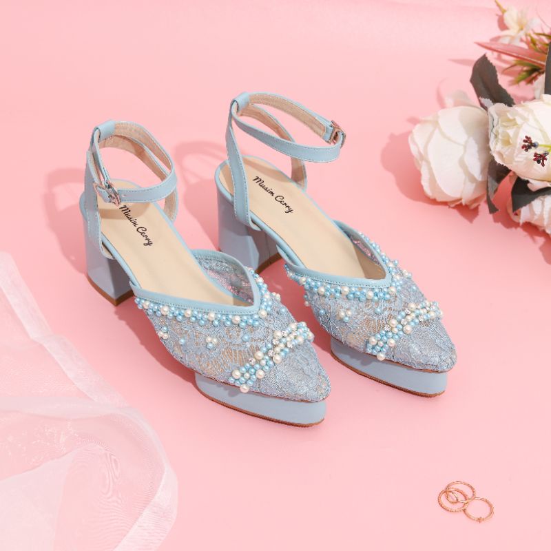 Jual KELS BABY BLUE WEDDING SHOES SEPATU NIKAH SEPATU PESTA | Shopee ...
