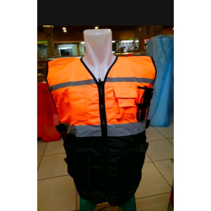 Jual Rompi Safety/Rompi Proyek Kombinasi Warna Orange dan Biru Tua 100% ...