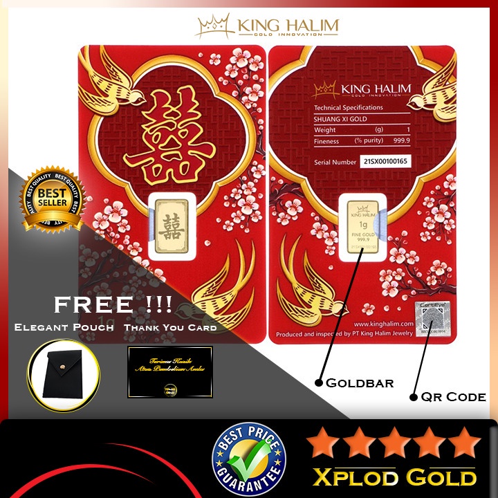Jual Emas King Halim 1 Gram Shuang Xi Logam Mulia 1gram 24 Karat 999.9% ...