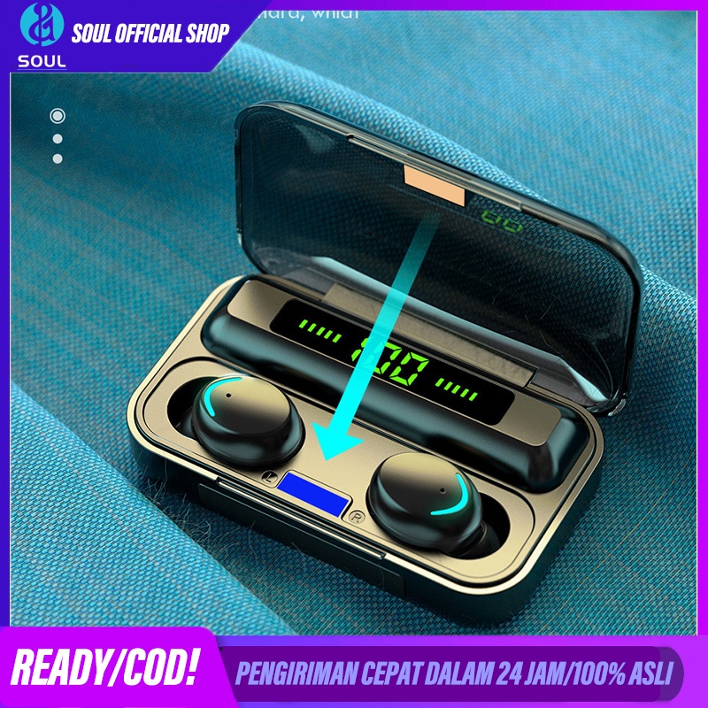 Jual Headset Bluetooth TWS F9-5 LED Smart Display with Powerbank | Shopee Indonesia