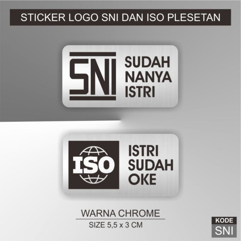 Jual STICKER LOGO SNI DAN ISO PLESETAN KODE SNI WARNA CHROME Indonesia ...