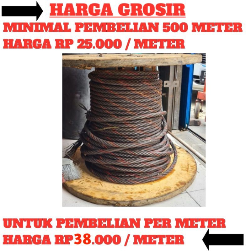 Jual KABEL SELING 18 MM / TALI SLING BAJA / KAWAT BAJA / WIRE ROPE 18MM | Shopee Indonesia