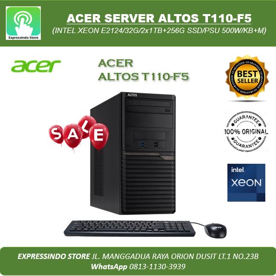 Jual ACER SERVER ALTOS T110-F5 (INTEL XEON E2124/32G/2x1TB+256G SSD/PSU ...