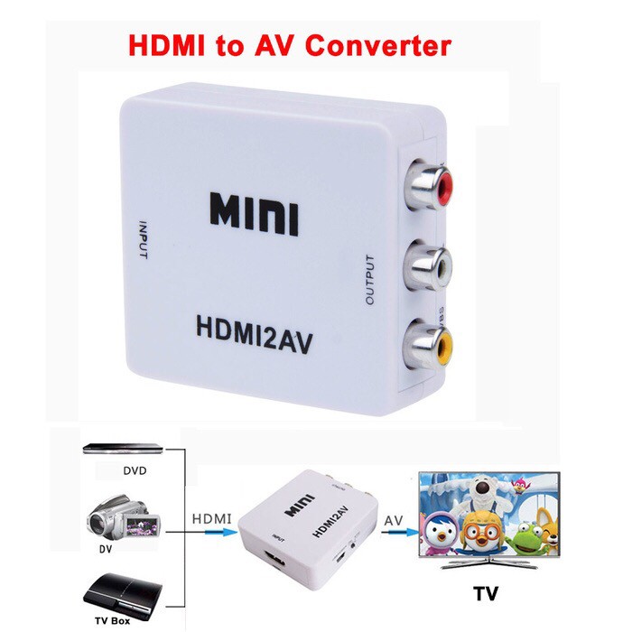 Jual HDMI TO AV RCA CONVERTER | HDMI PORT TO LCD MONITOR / TV TABUNG Indonesia|Shopee Indonesia