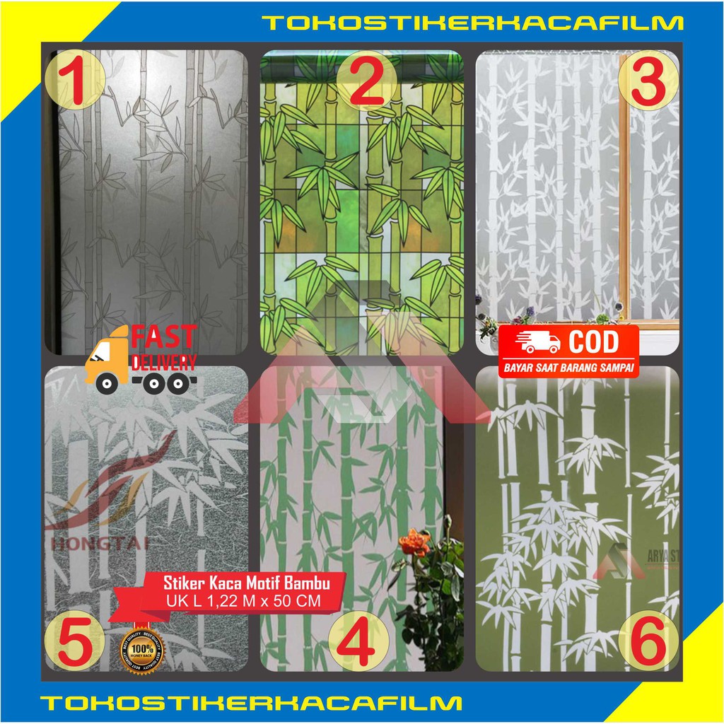 Jual Stiker Sticker Kaca Film Jendela Rumah Sandblast Motif Daun Bambu ...