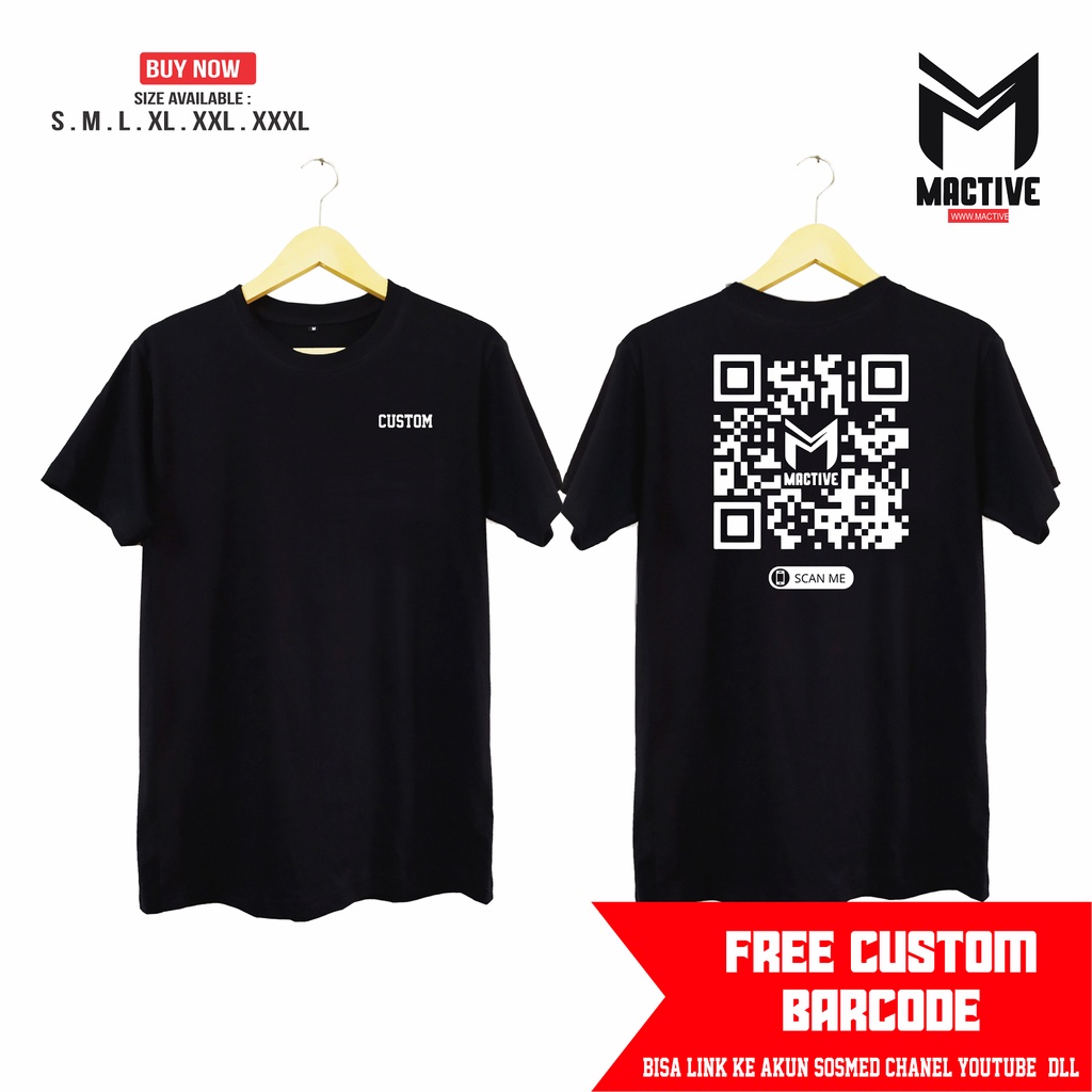 Jual KAOS VIRAL CUSTOM BARCODE QR CODE 2 / BUCIN HIDE / SABLON CUSTOM / CUSTOM NAMA | Shopee ...