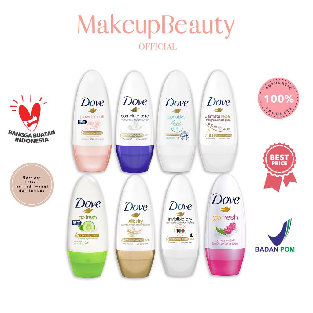 Jual DOVE Deodorant Roll On 40ml - Complete Care/ Silk Dry/ Sensitive ...