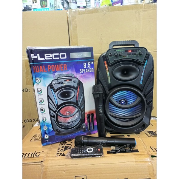 Jual Speaker Fleco Karaoke Bluetooh Wireless Fleco F-8166 Dual Power 8. ...