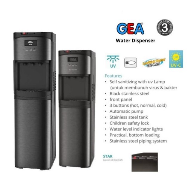 Jual DISPENSER GEA STAR GALON BAWAH WITH UV LAMP Indonesia|Shopee Indonesia