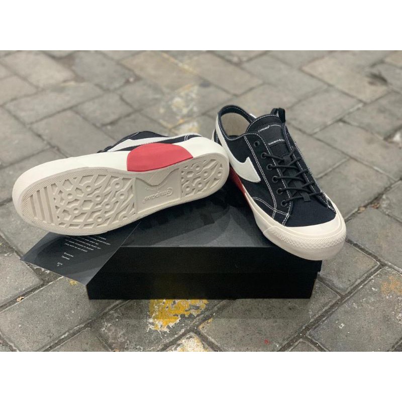 Jual Sepatu Compass Proto Black & white Low | Shopee Indonesia