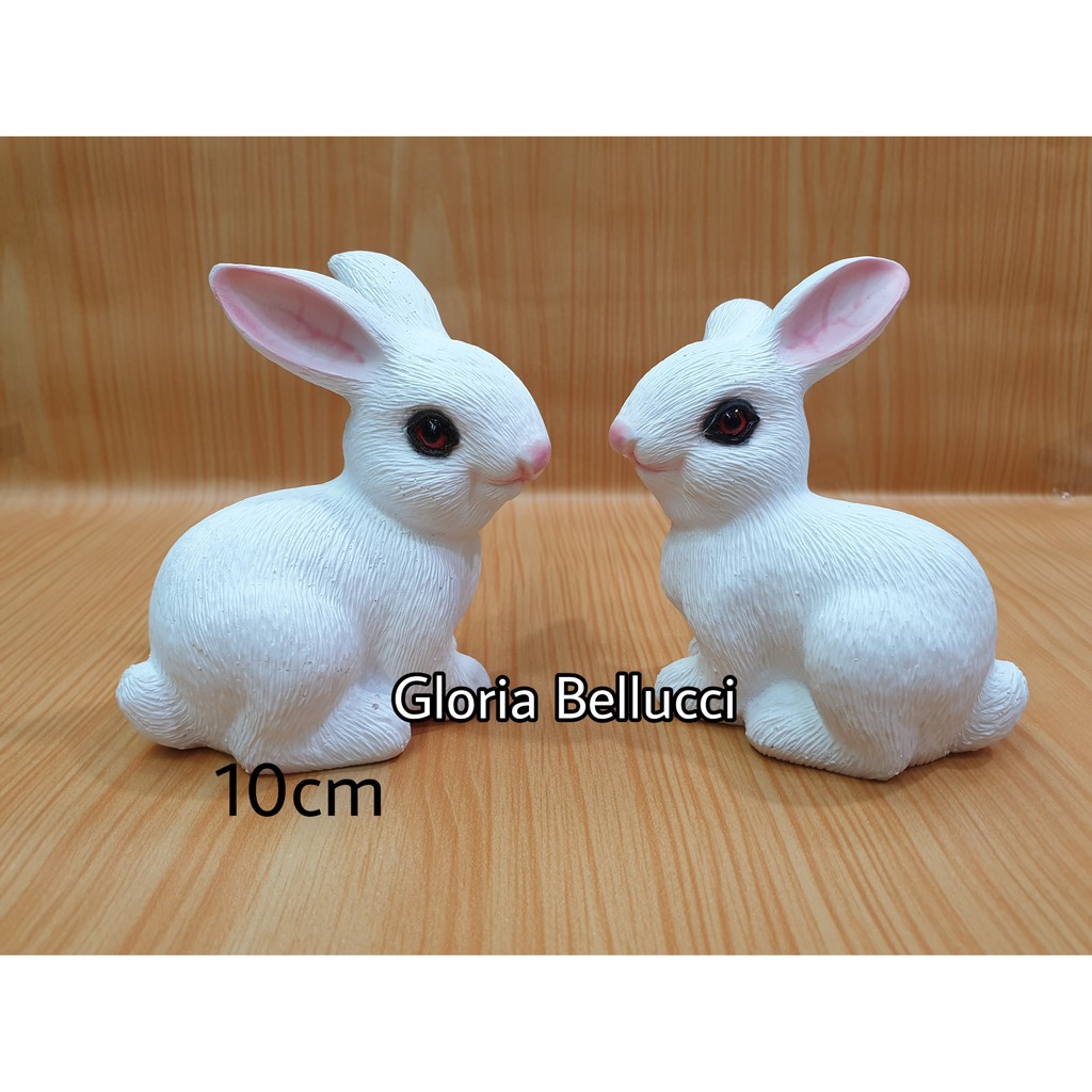Jual patung pajangan kelinci putih rabbit 2 anggora dekorasi hiasan ...