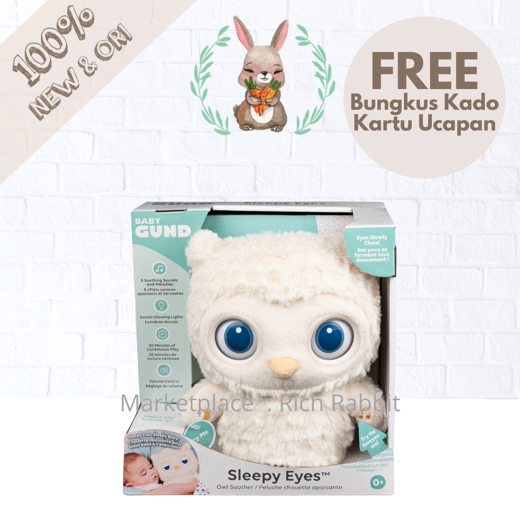 Jual ELC GUND Baby Sleepy Eyes Owl Bedtime Soother Plush Owl Stuffed ...