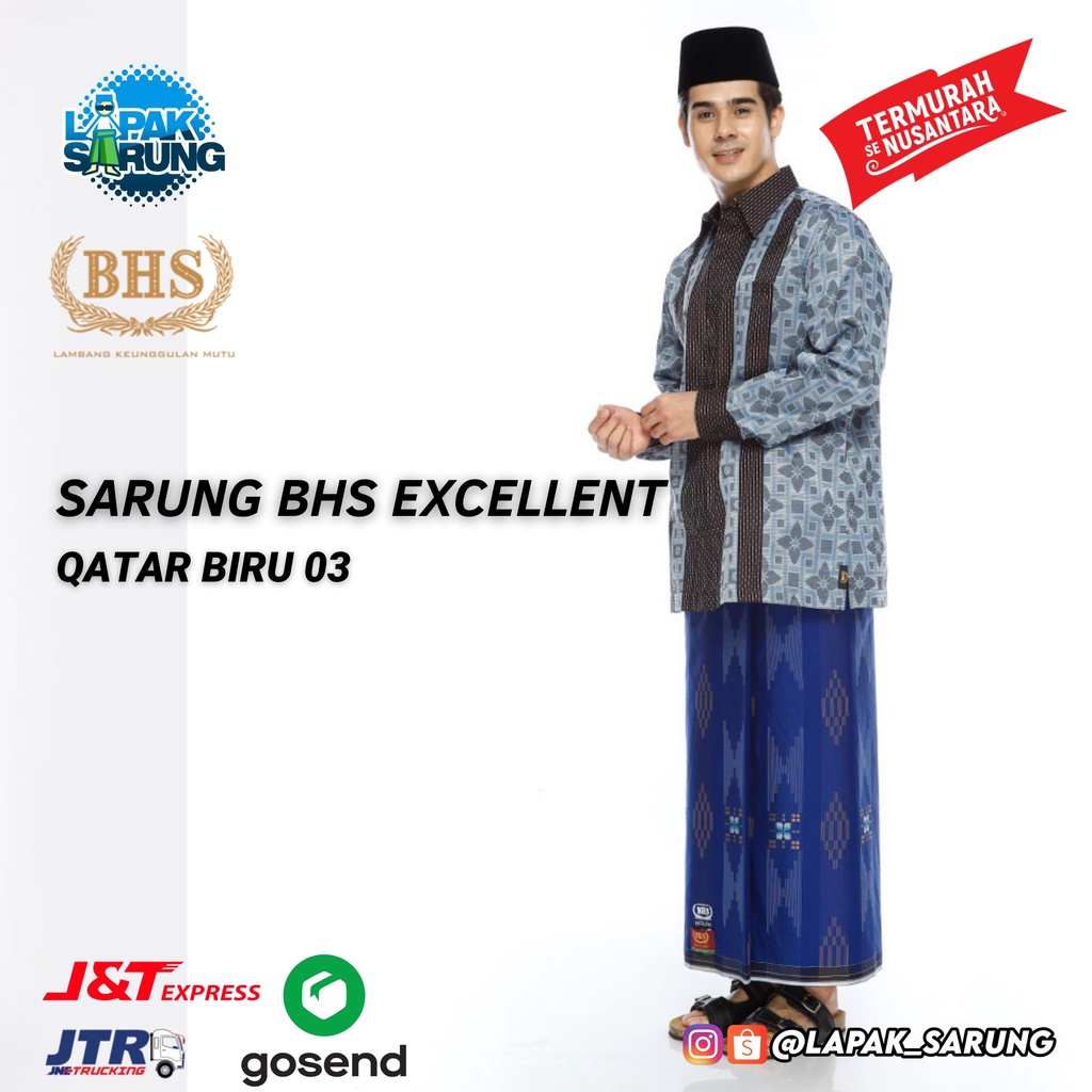 Jual Sarung BHS Excellent Gold Qatar QAT 3 Biru | Shopee Indonesia