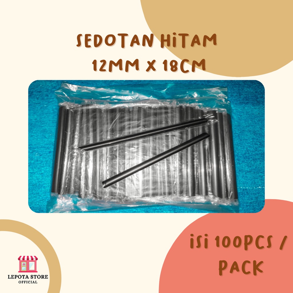 Jual (HARGA PER BUNGKUS) Sedotan Bubble Lancip HITAM 12mm 18cm Steril | Shopee Indonesia