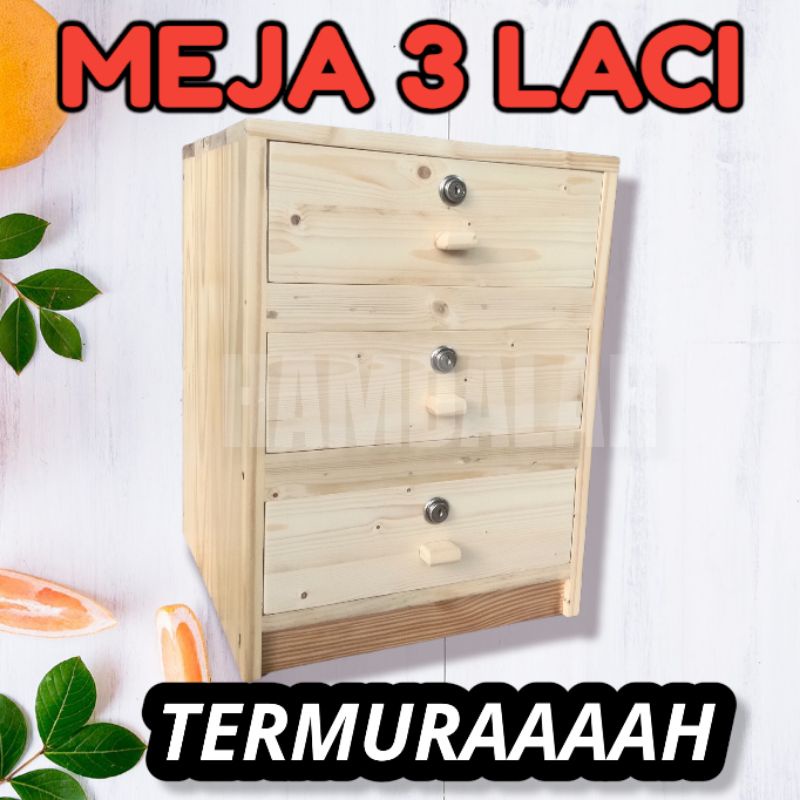 Jual lemari laci kayu 3 susun serbaguna minimalis kayu jati belanda ...