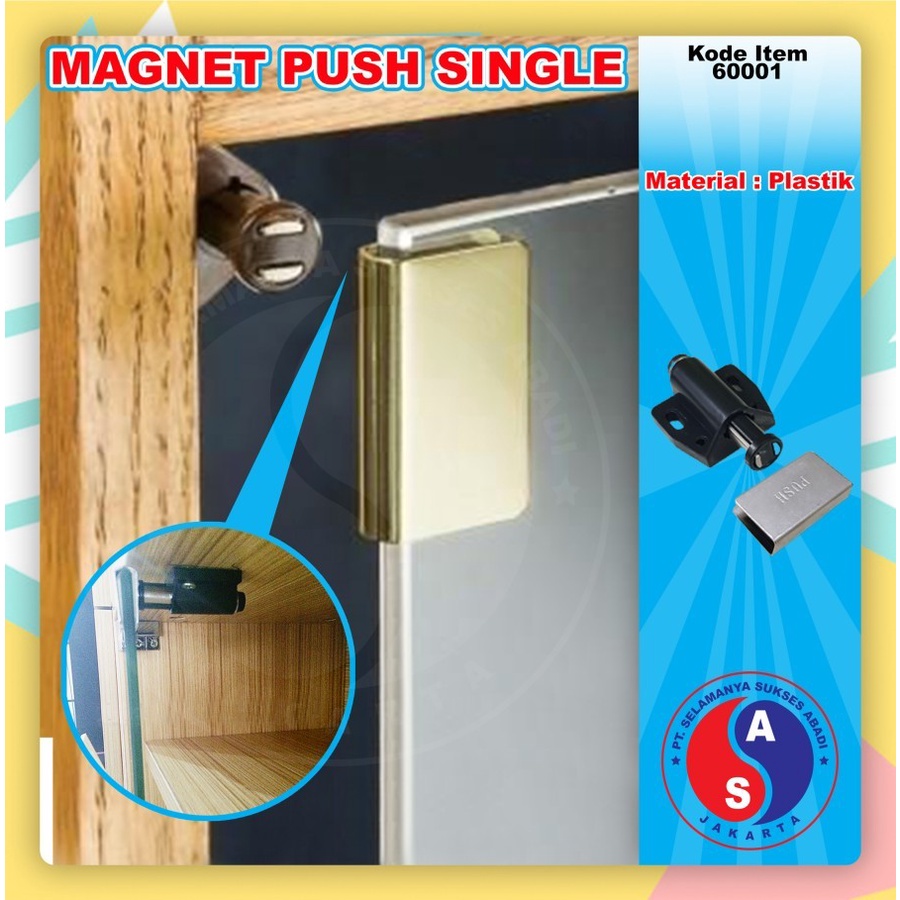 Jual Magnet Hitam Single / Magnet Lemari Kaca Push Open kaca single ...