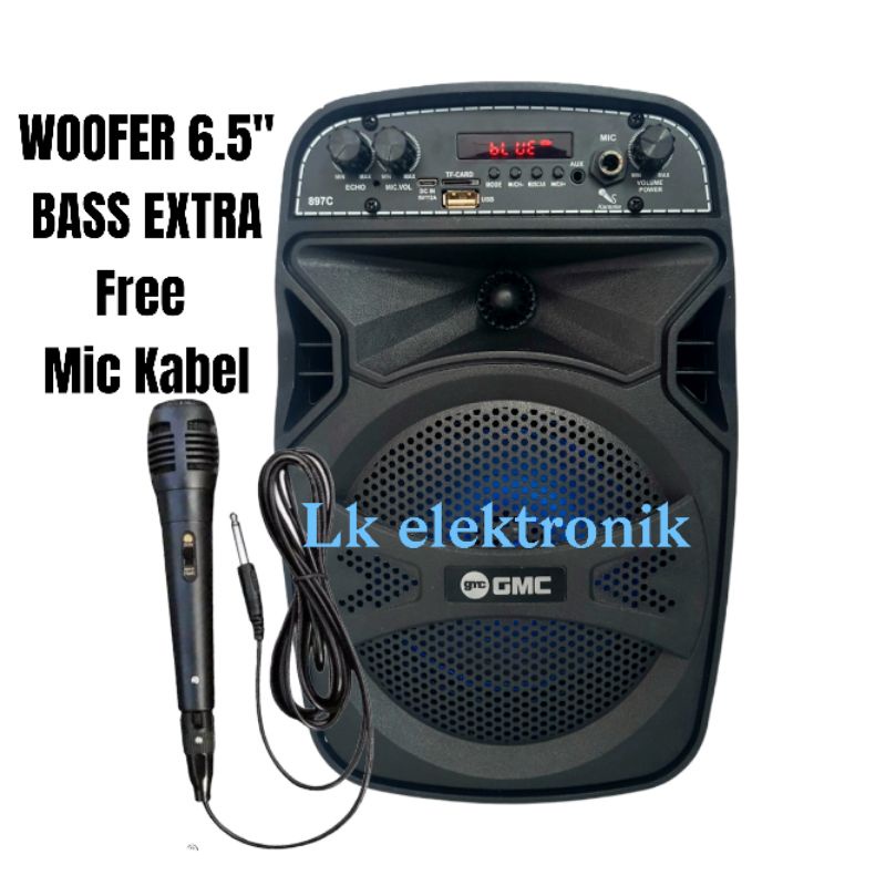 Jual Speaker Bluetooth Karaoke GMC 897M Radio FM Aux USB Extra Bass ...