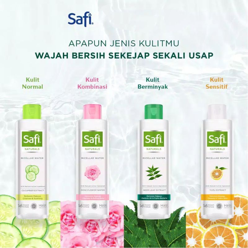 Jual SAFI Micellar Water (Neem Leaf / Rose / Yuzu / Cucumber) - 200ml ...