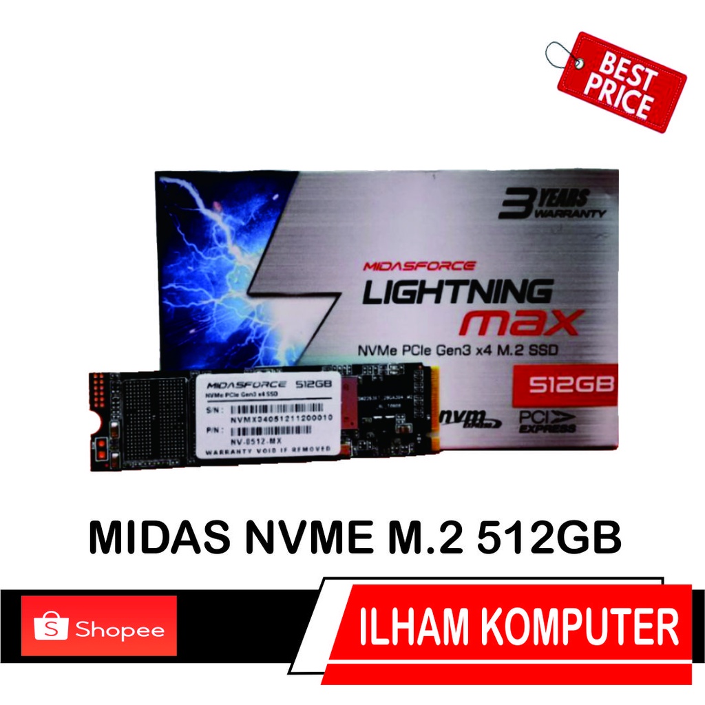 Jual SSD MIDASFORCE M2 NVME 512GB MIDAS PCIe Gen3 x4 Indonesia|Shopee ...