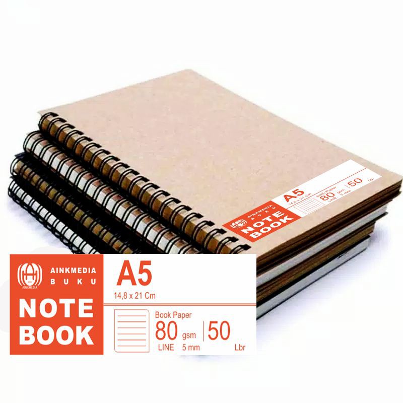 NOTEBOOK SPIRAL A5 / BUKU TULIS ISI 50 LEMBAR | Shopee Indonesia