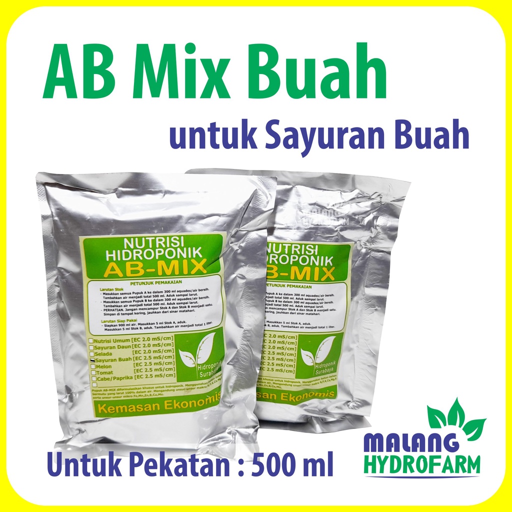 Jual Pupuk AB Mix Buah 250 g untuk 500 ml pekatan Hydroponik Surabaya ...