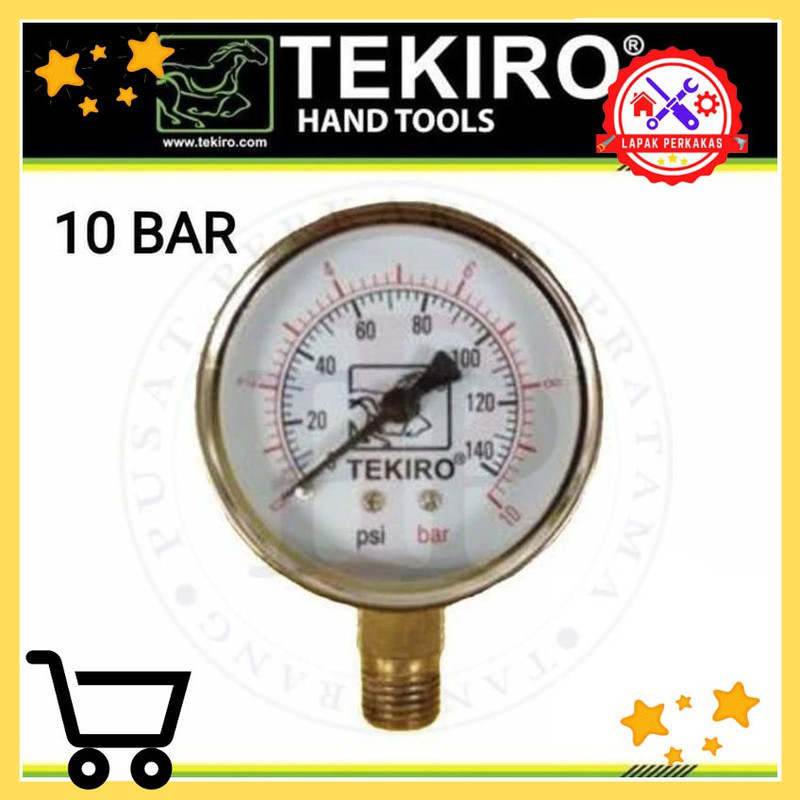 Jual Manometer 10 bar TEKIRO Pressure Gauge 10 bar Manometer 10kg Mano ...