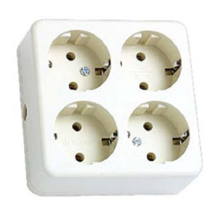 Jual OB Stop Kontak Arde UTICON Isi 4 Lubang KOTAK PERSEGI I Colokan Lubang Listrik Kuningan ...