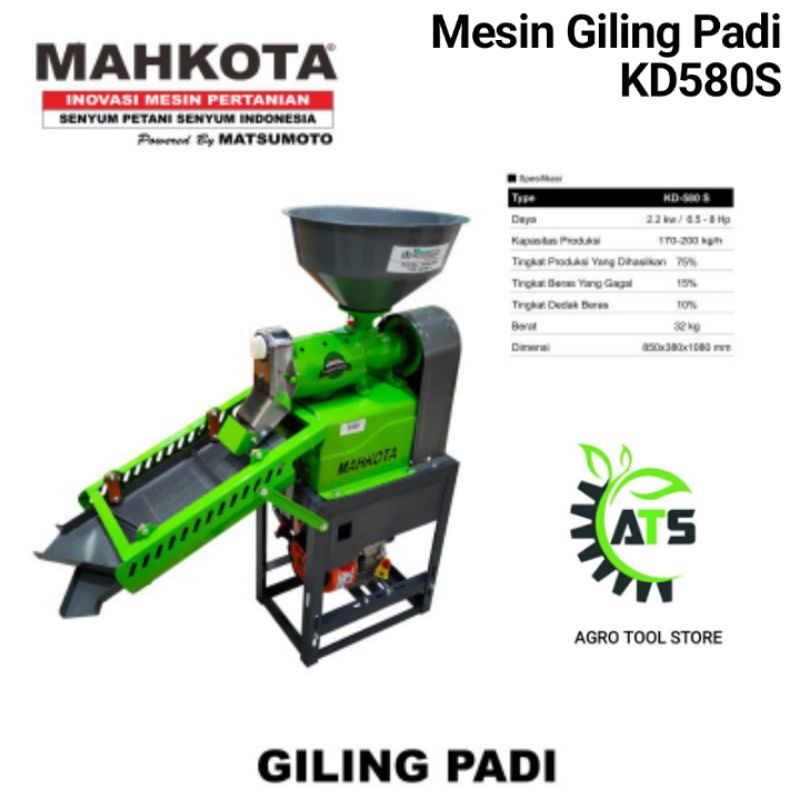 Jual Mesin Giling Padi Jadi Beras Mahkota KD580S Pakai Engine 6,5HP KD 580 S Agro Tool Store ...