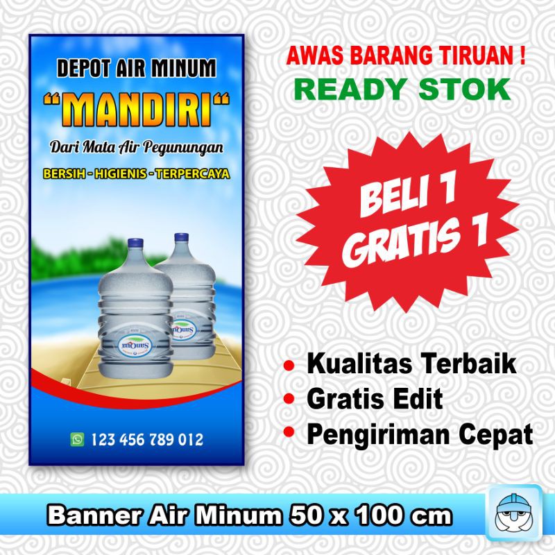 Jual BANNER SPANDUK DEPOT AIR MINUM ISI ULANG BELI 1 GRATIS 1 Indonesia ...
