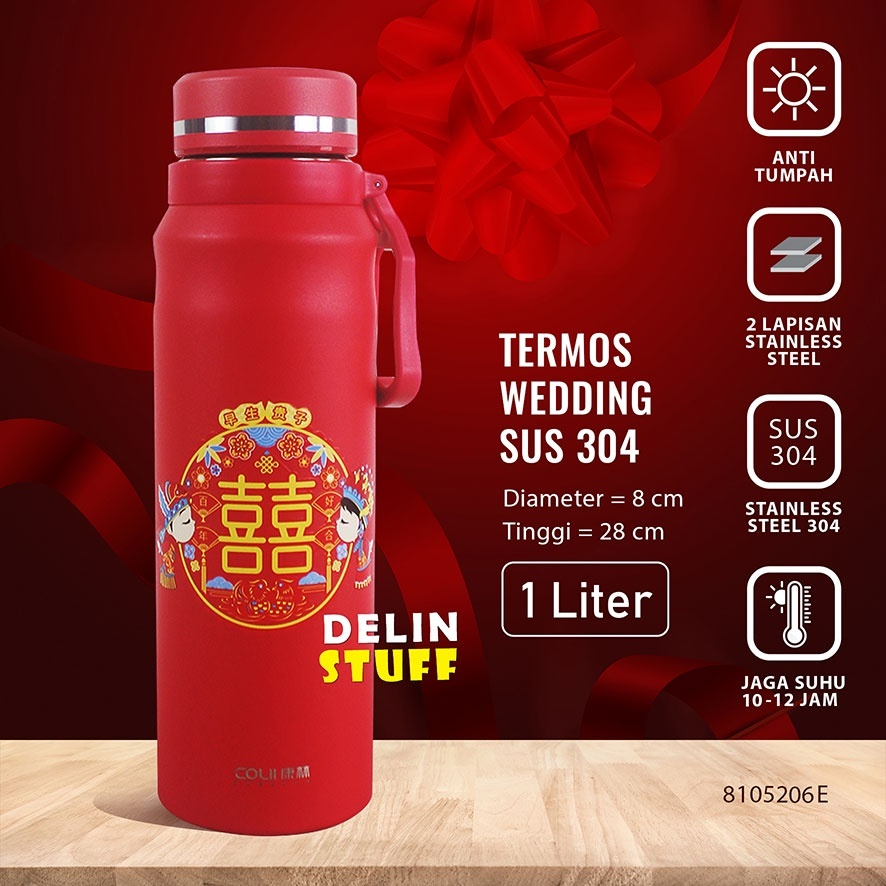 Jual Termos Air Panas 1 Liter / Termos Air Tahan Panas Stainless Steel ...