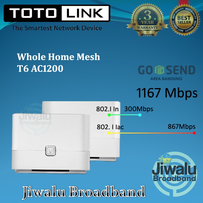 Jual Totolink T6 Ac1200 Whole Home Mesh Wifi Router Range Extender Shopee Indonesia