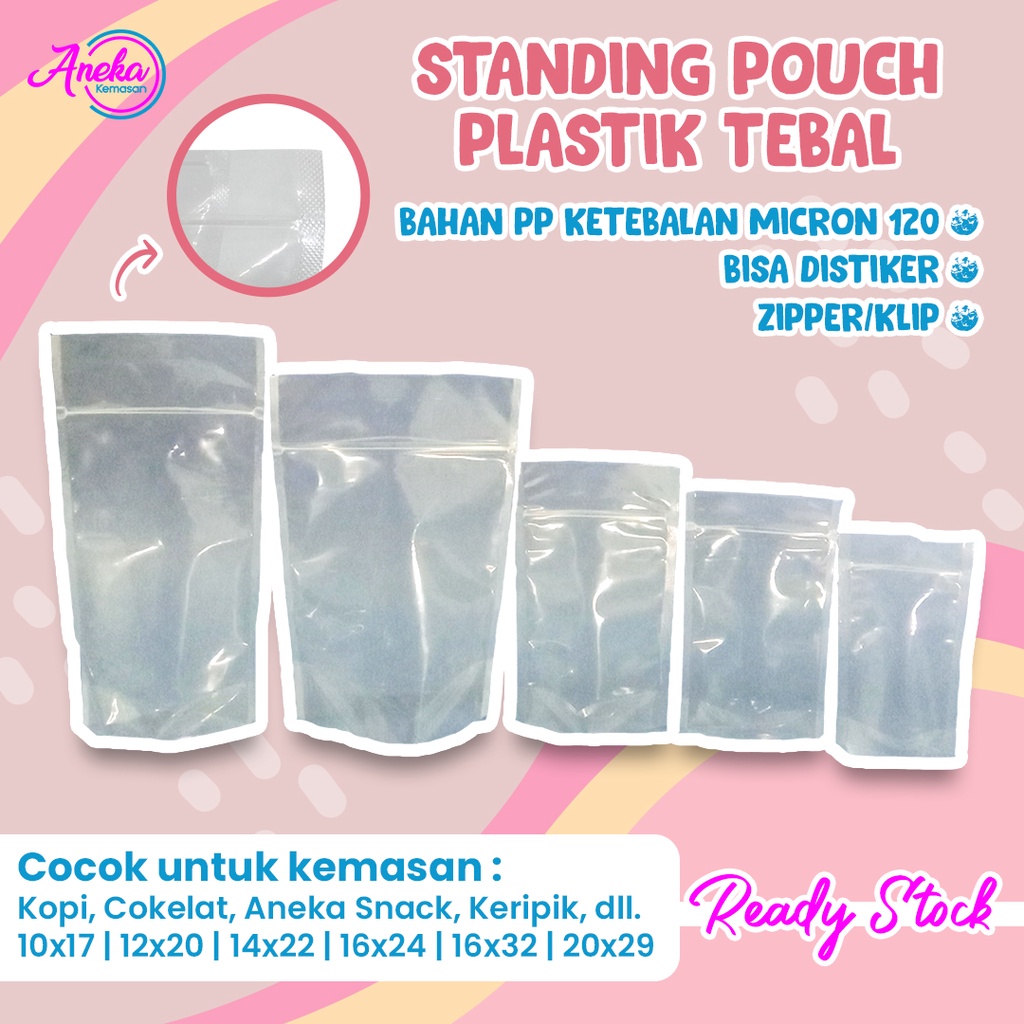 Jual (1 PACK ISI 50 PCS) Standing Pouch Plastik Tebal Zipper Plastik ...