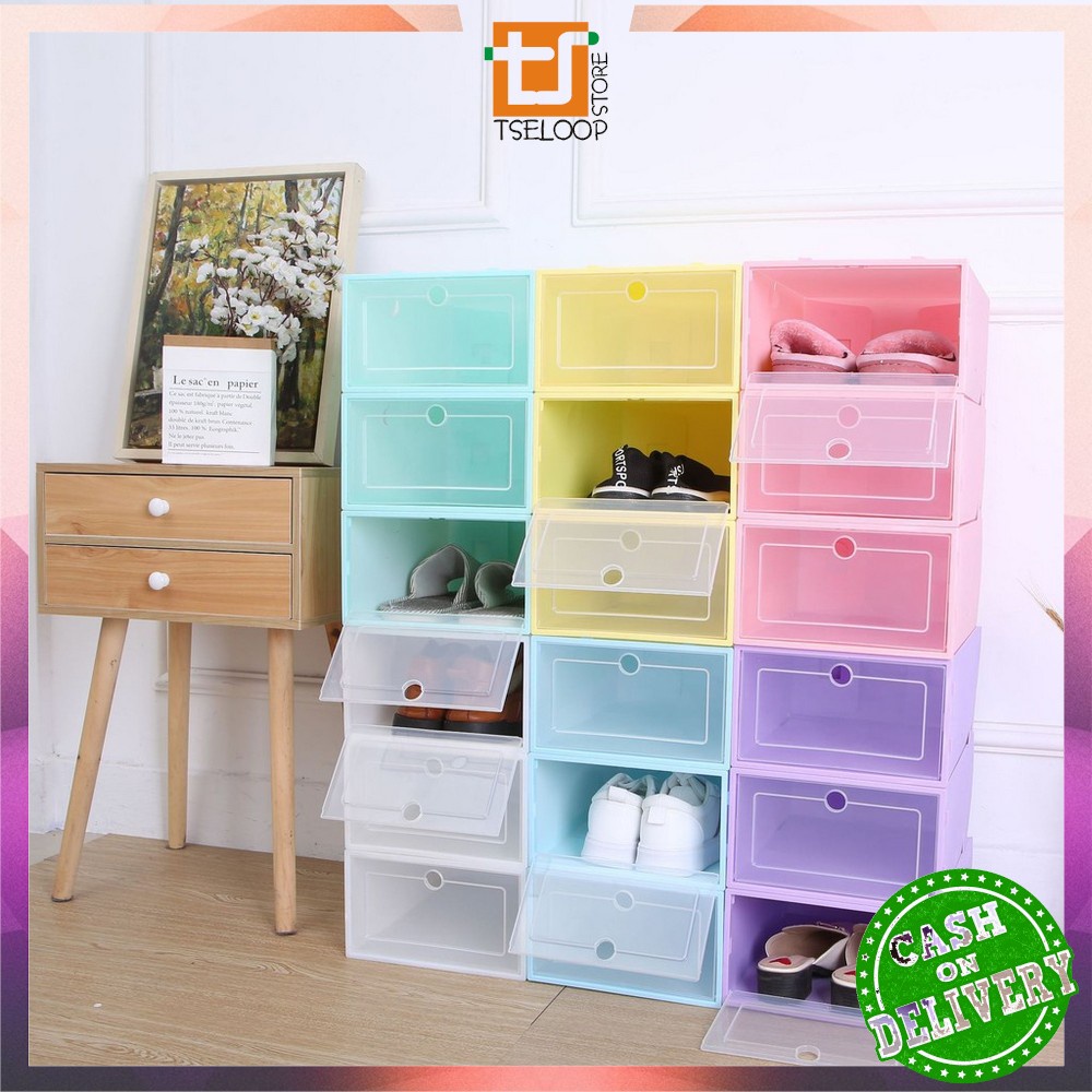 Jual OFM-C544 Kotak Sepatu Plastik Lipat Transparan Tebal Rak Sepatu ...