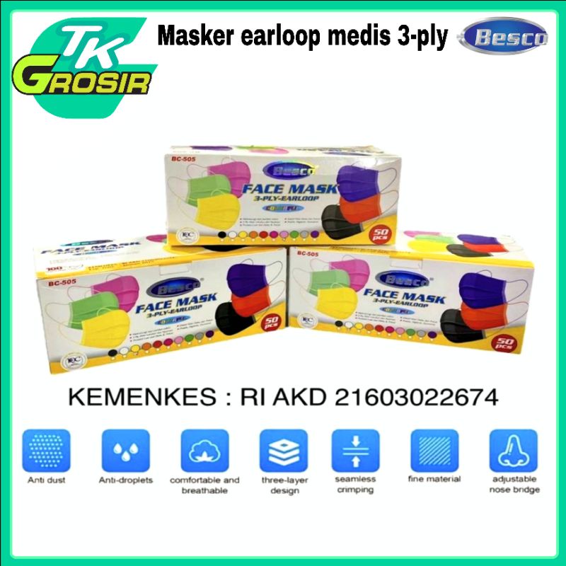 Jual FACE MASK MEDIS BESCO 3 PLY EARLOOP WARNA/FACE MASK MEDIS BESCO ... Jual FACE MASK MEDIS BESCO 3 PLY EARLOOP WARNA/FACE MASK MEDIS BESCO ...